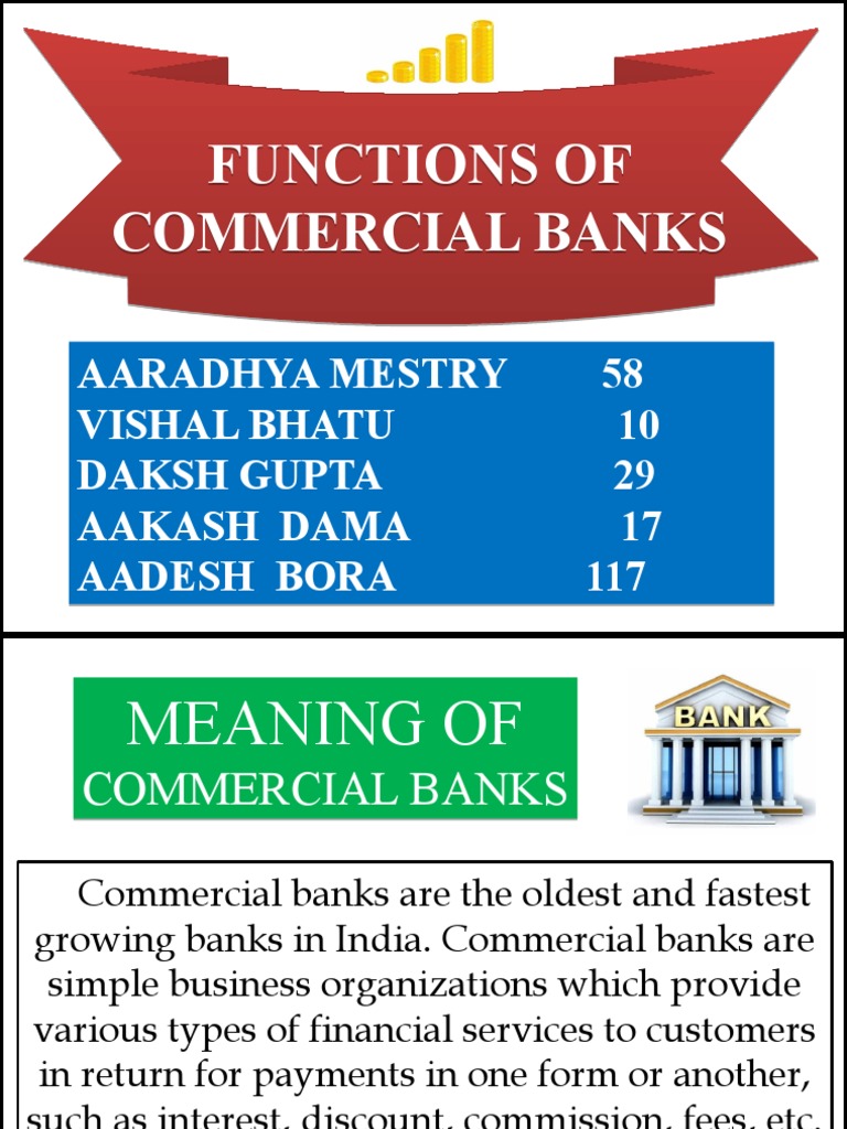 Functions of Commercial Banks | PDF | Banks | Deposit Account