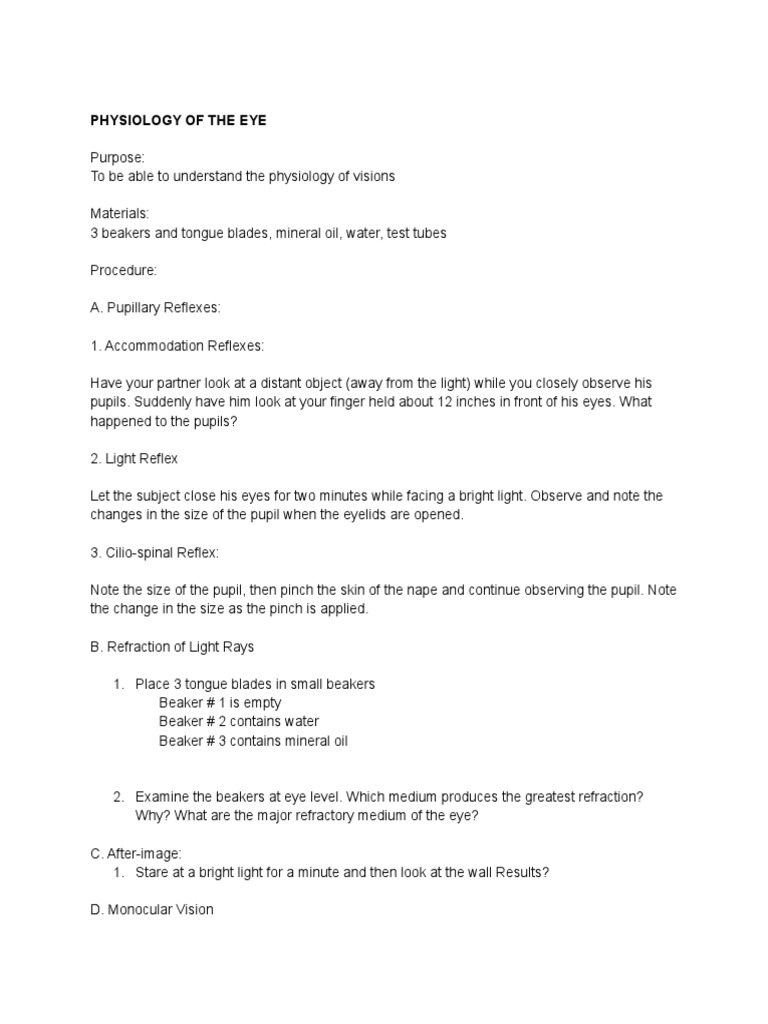 Exp 11 | PDF | Eye | Vision