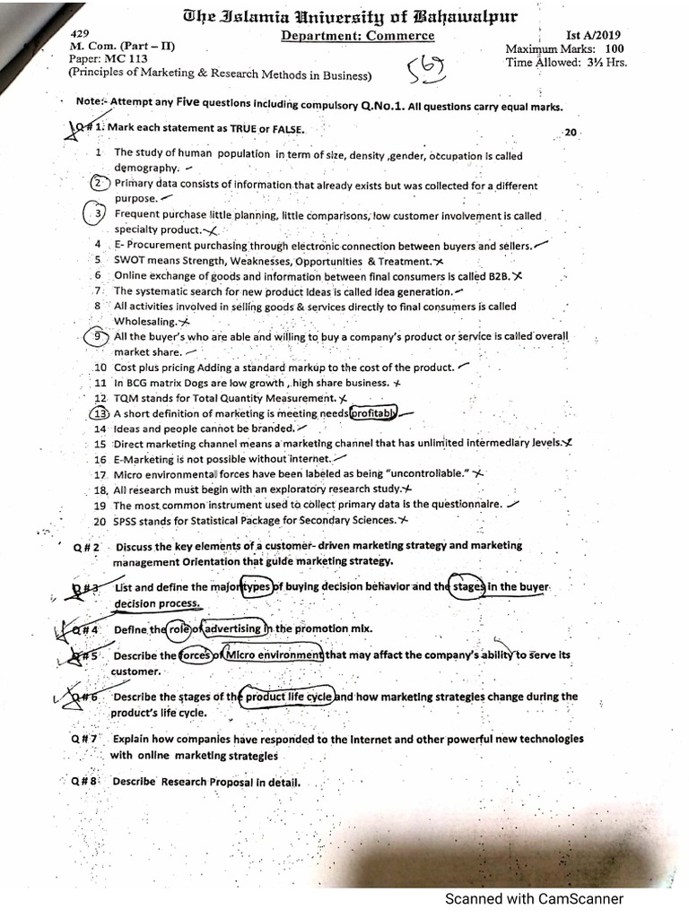 Marketing Past Papers | PDF