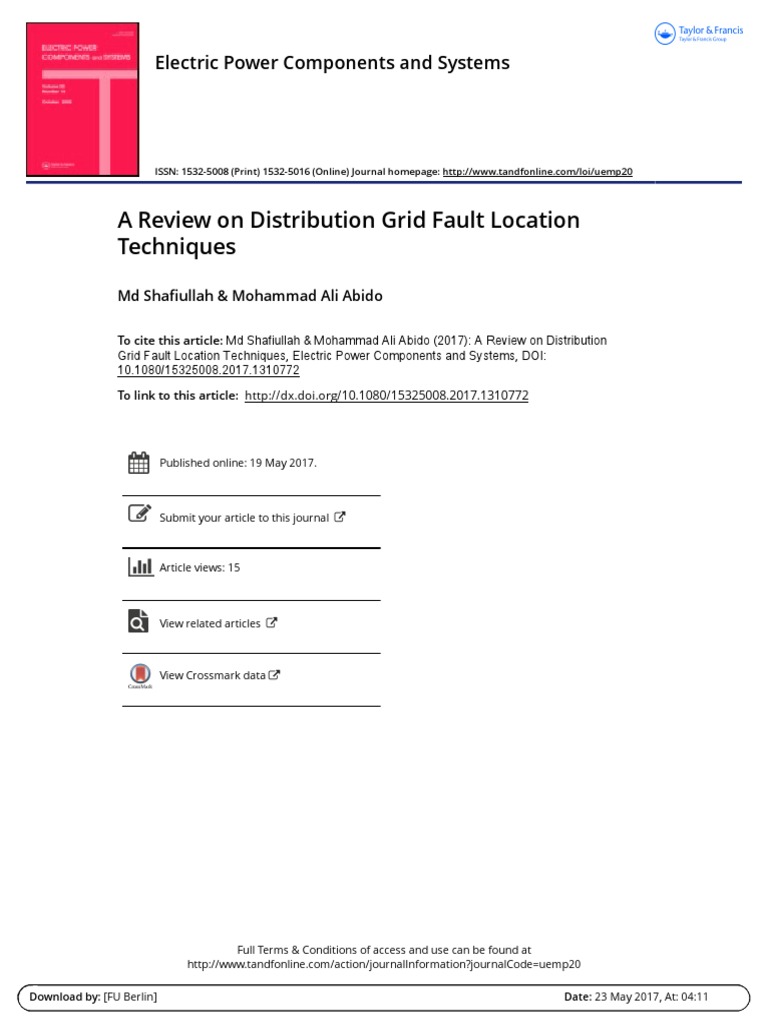 (2017) - Shafiullah - A Review On Distribution Grid Fault Location Techniques | PDF | Electrical ...