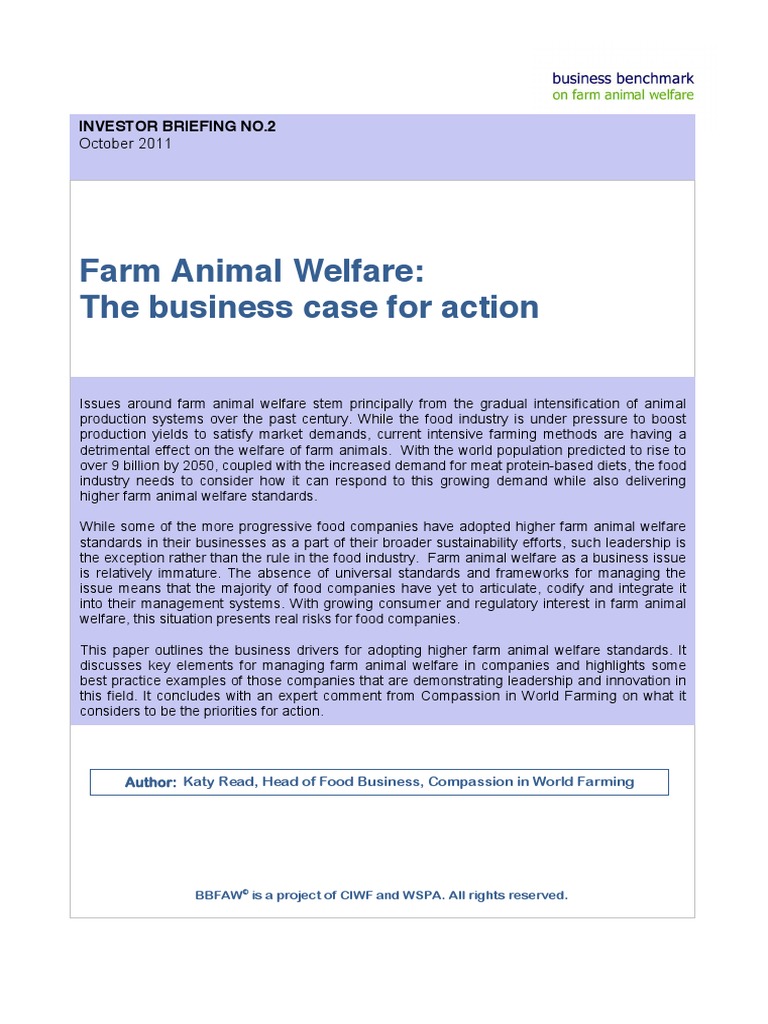 Farm Animal Welfare: The Business Case For Action: October 2011 | PDF ...