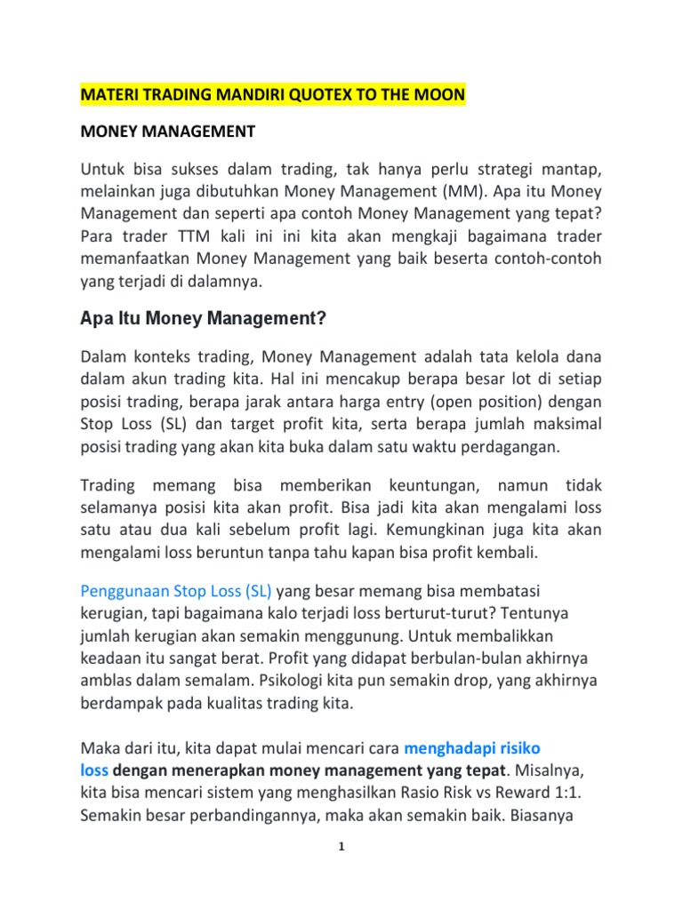 Money Management TTM | PDF