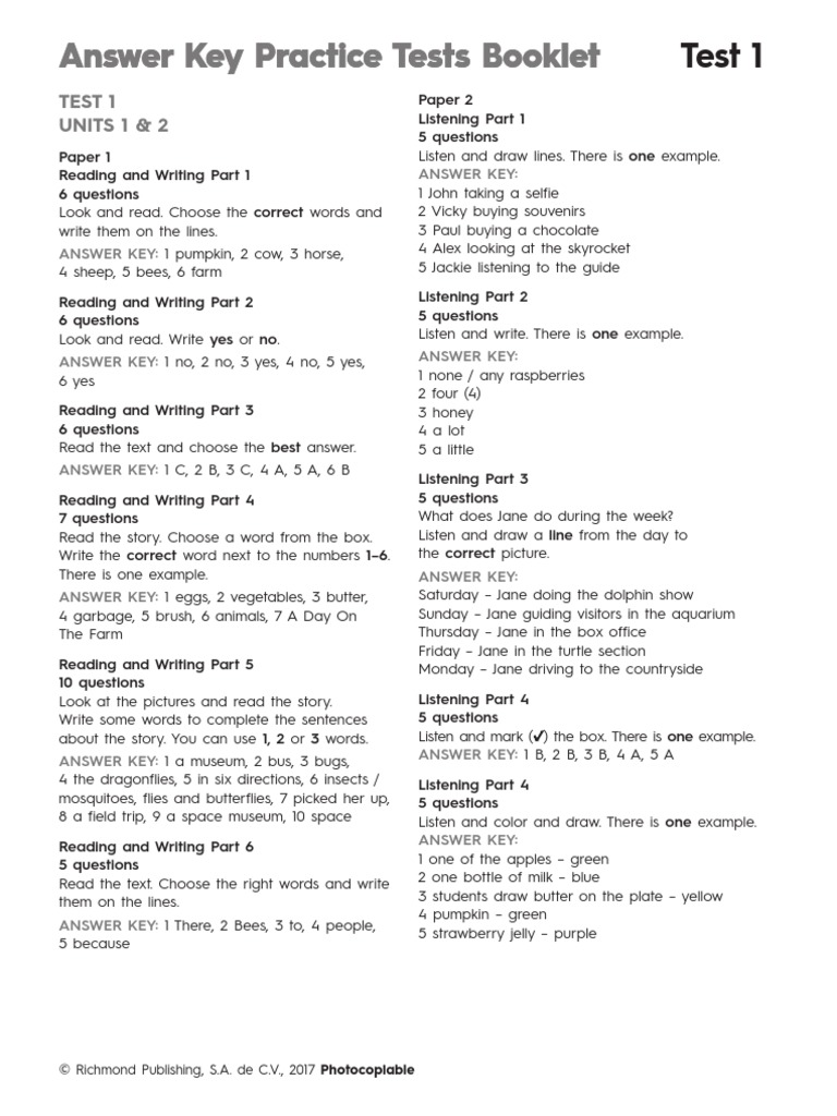 Answer Key Practice Tests Booklet Answer Key Practice Tests Booklet ...