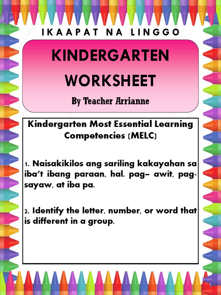 Kindergarten Worksheet Melc Week 4 | PDF