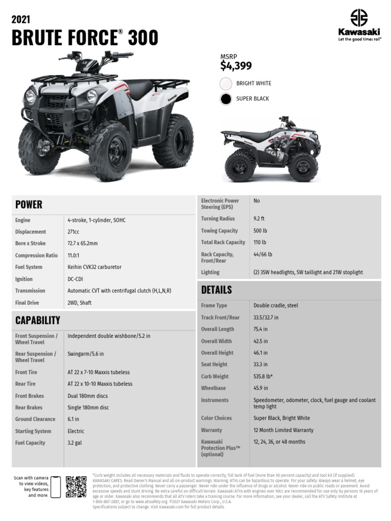 2021 Brute Force 300 en Us Spec Sheet | PDF | Transmission (Mechanics) | Land Vehicles