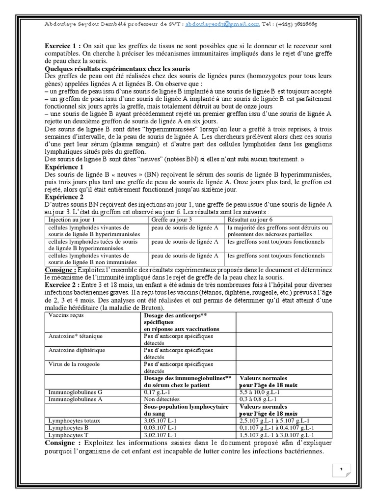 Exos | PDF | Greffe d'organe | Vaccination