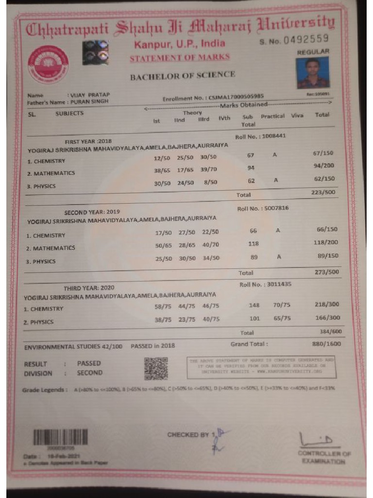 Graduation Marksheet | PDF