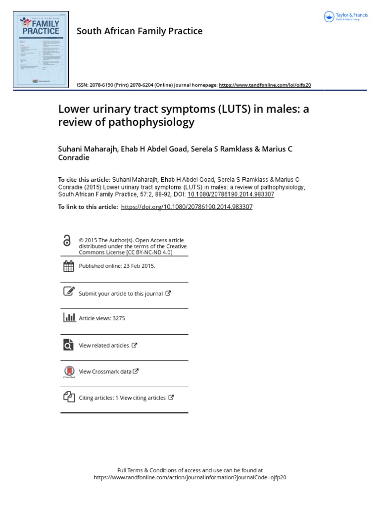 Lower Urinary Tract Symptoms LUTS in Males A Review of Pathophysiology ...