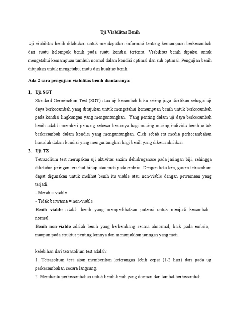 Uji Viabilitas Benih | PDF | Griya & Taman | Kesehatan Holistik