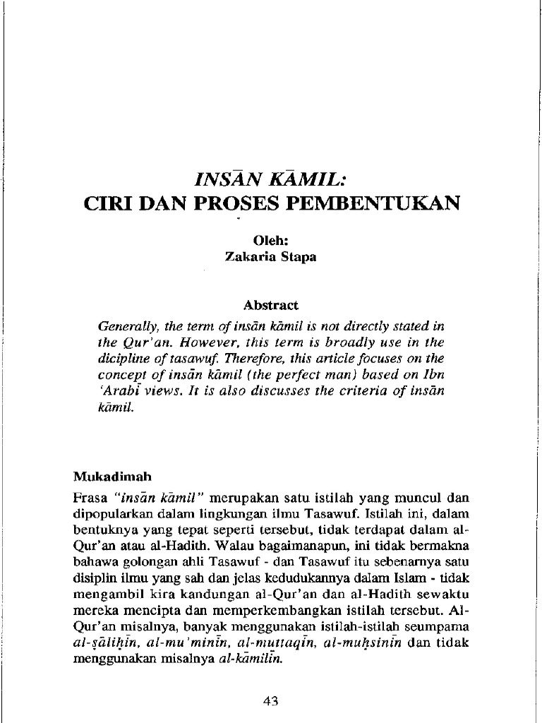 Ciri Dan Proses Pembentukan: Insan Kamil | PDF