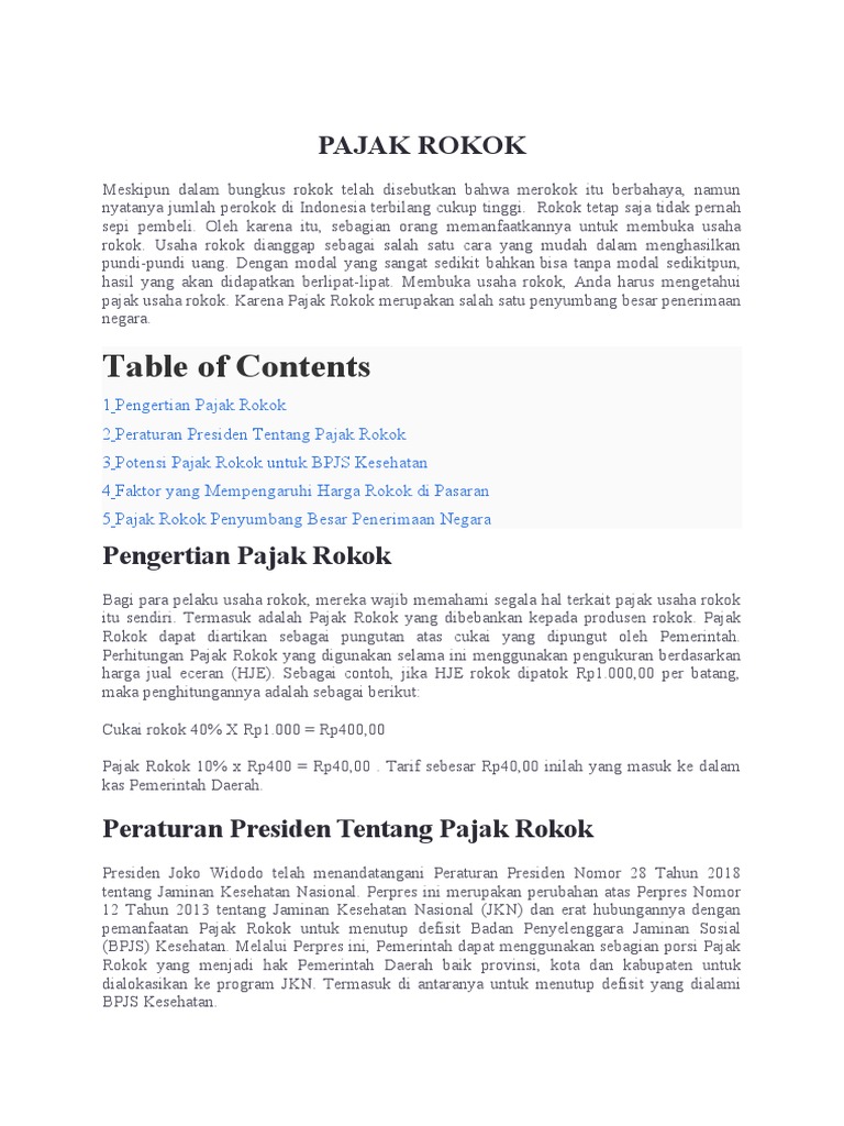 Pajak Rokok | PDF | Bisnis | Pengelolaan Keuangan & Uang