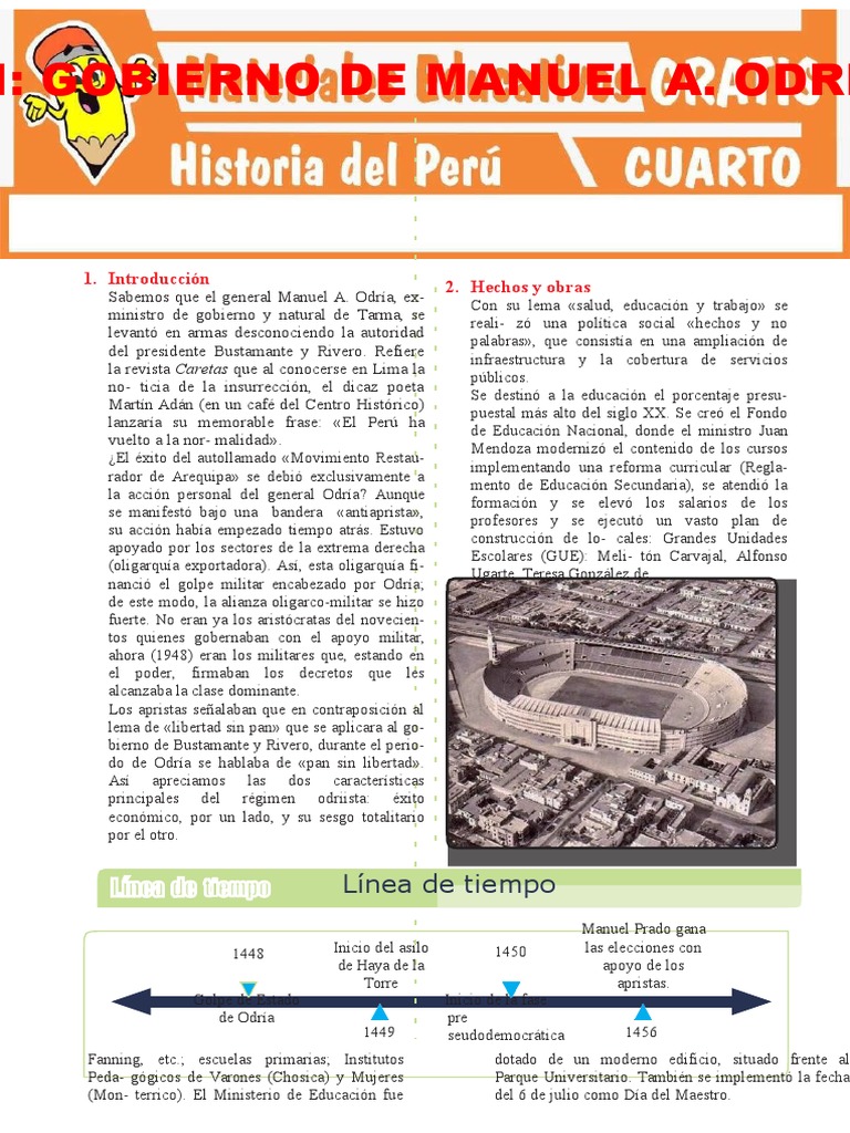 Gobierno de Manuel A. Odría: Obras y Dictadura | PDF | Gobierno | Perú