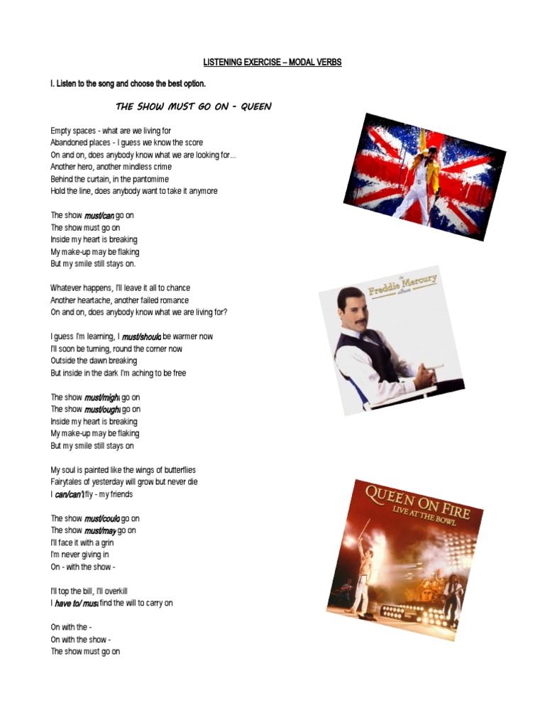 Listening Exercise: Modal Verbs in Song | PDF | Syntax | Grammar