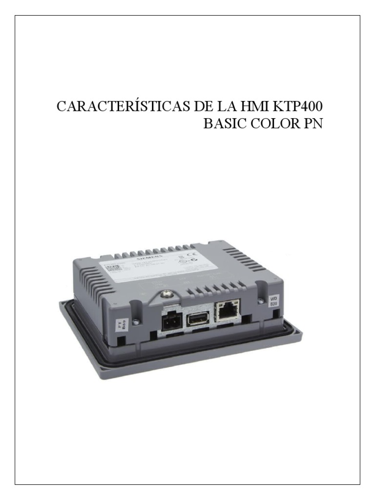 Características del HMI KTP400 Basic Color | PDF | Básico | Informática