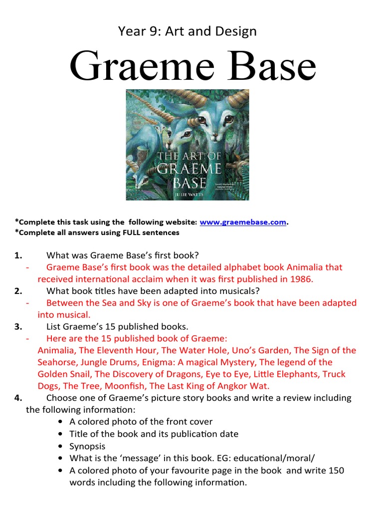 Graeme Base: Year 9: Art and Design | PDF | Books