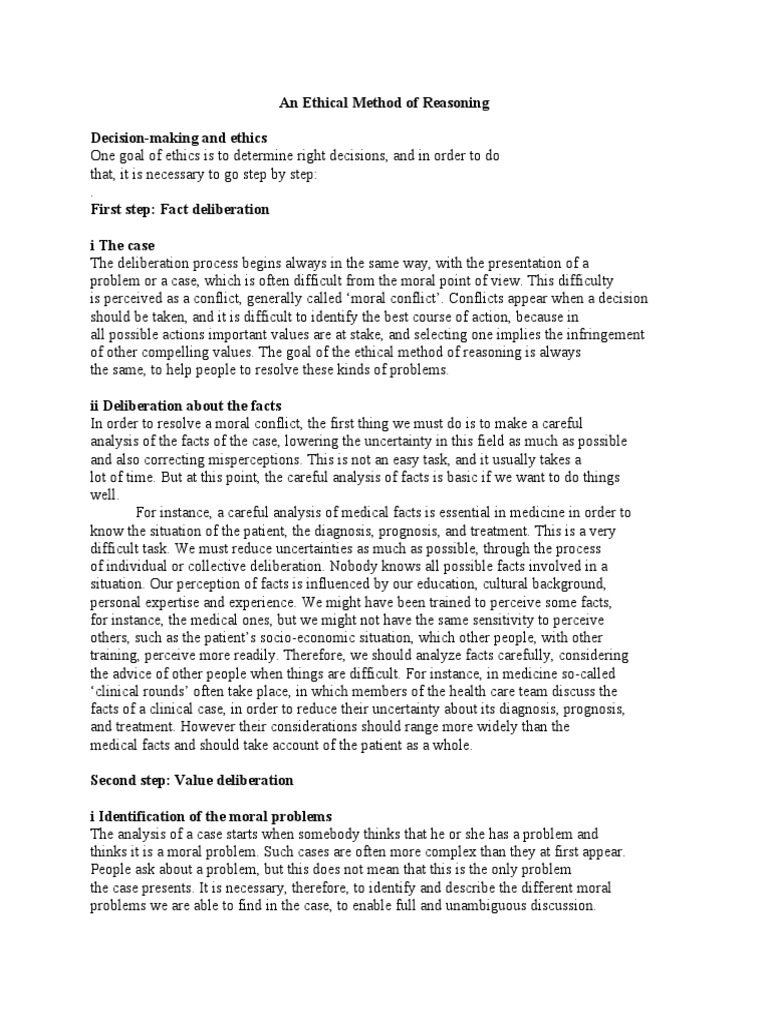 An Ethical Method of Reasoning | PDF | Value (Ethics) | Decision Making