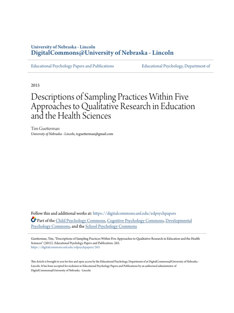 Descriptions of Sampling Practices Within Five Approaches To ...
