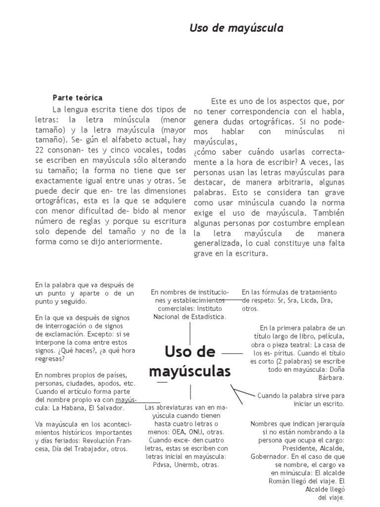HOJA DE TRABAJO # 1uso de Mayúscula | PDF | Caso de carta | Ortografía