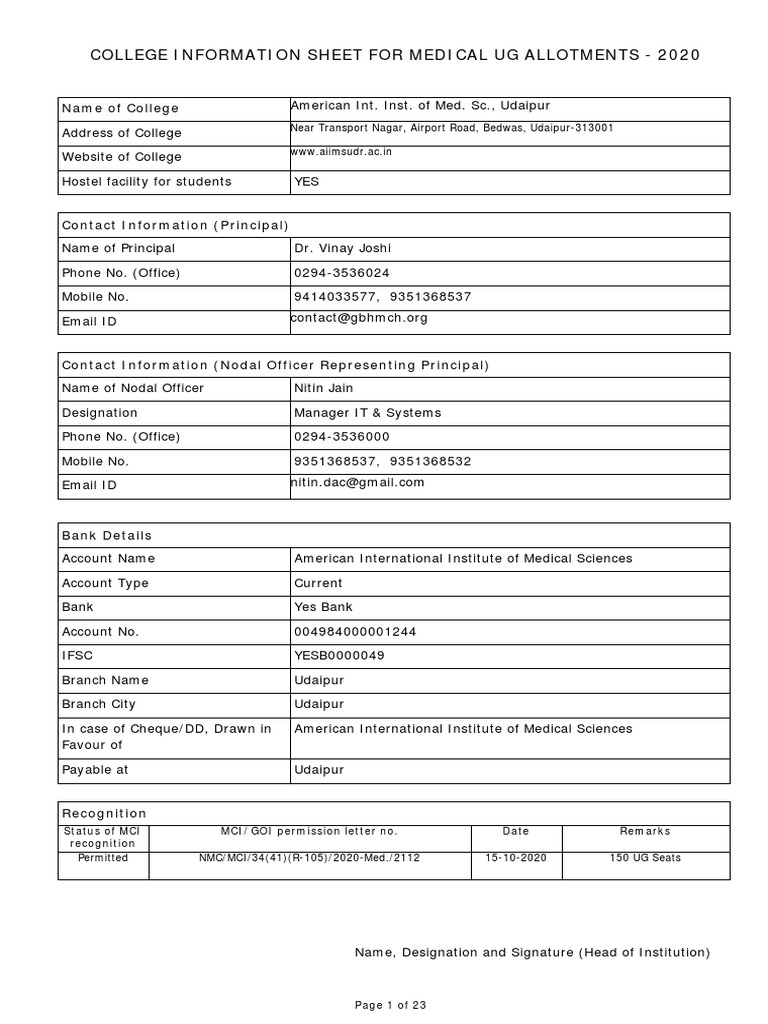 College Information Sheet Medical 05.11.2020 | PDF | Cheque | Banks