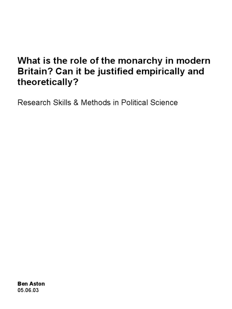 What Is The Role of The Monarchy in Modern Britain | PDF | Monarchy Of ...