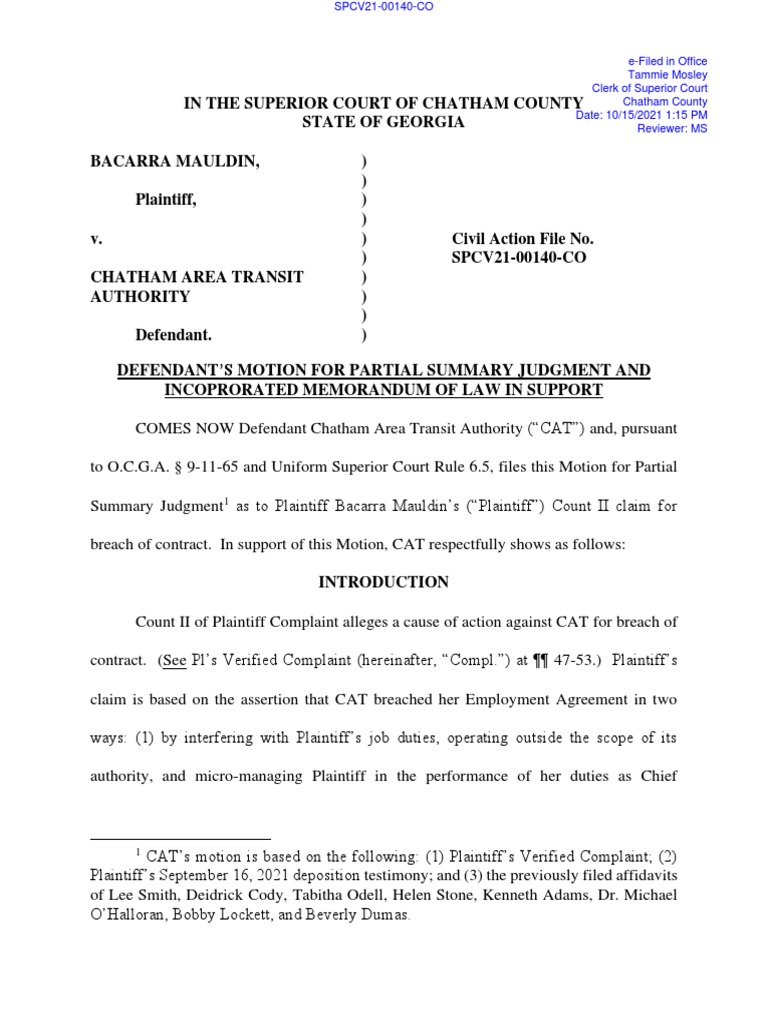 Motion For Partial Summary Judgment | PDF | Summary Judgment | Lawsuit