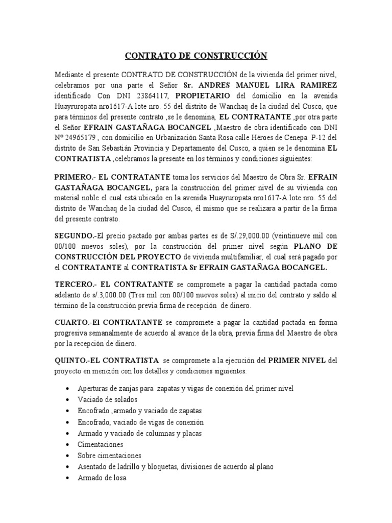 Contrato de Construccion | PDF
