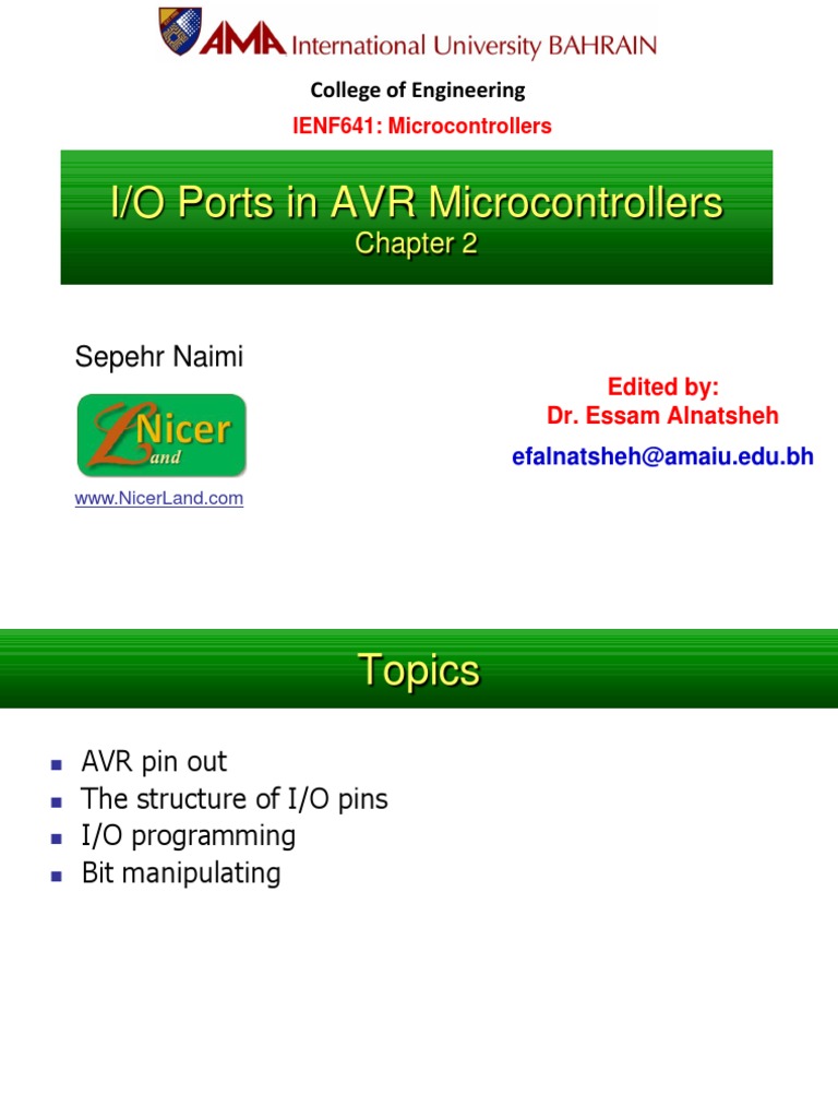 I/O Ports in AVR Microcontrollers: Sepehr Naimi | PDF | Microcontroller ...