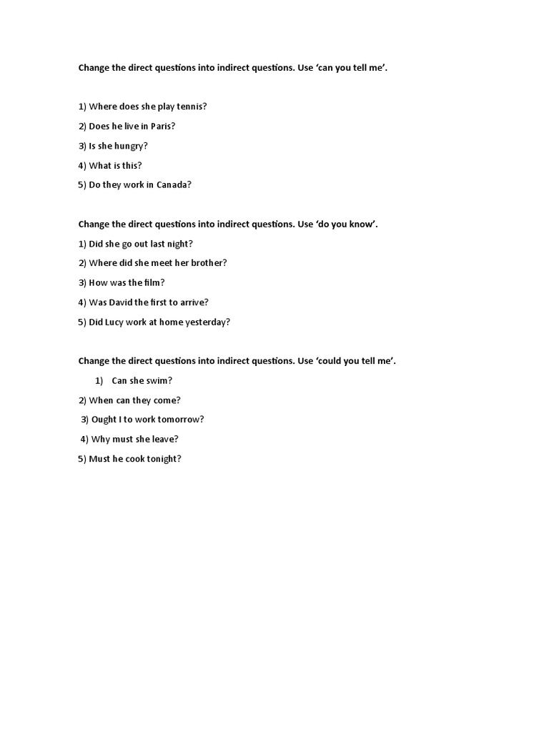 Indirect Requests Exercises | PDF