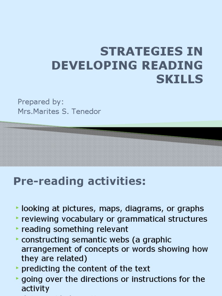 Strategies in Developing Reading Skills | PDF | Reading Comprehension ...