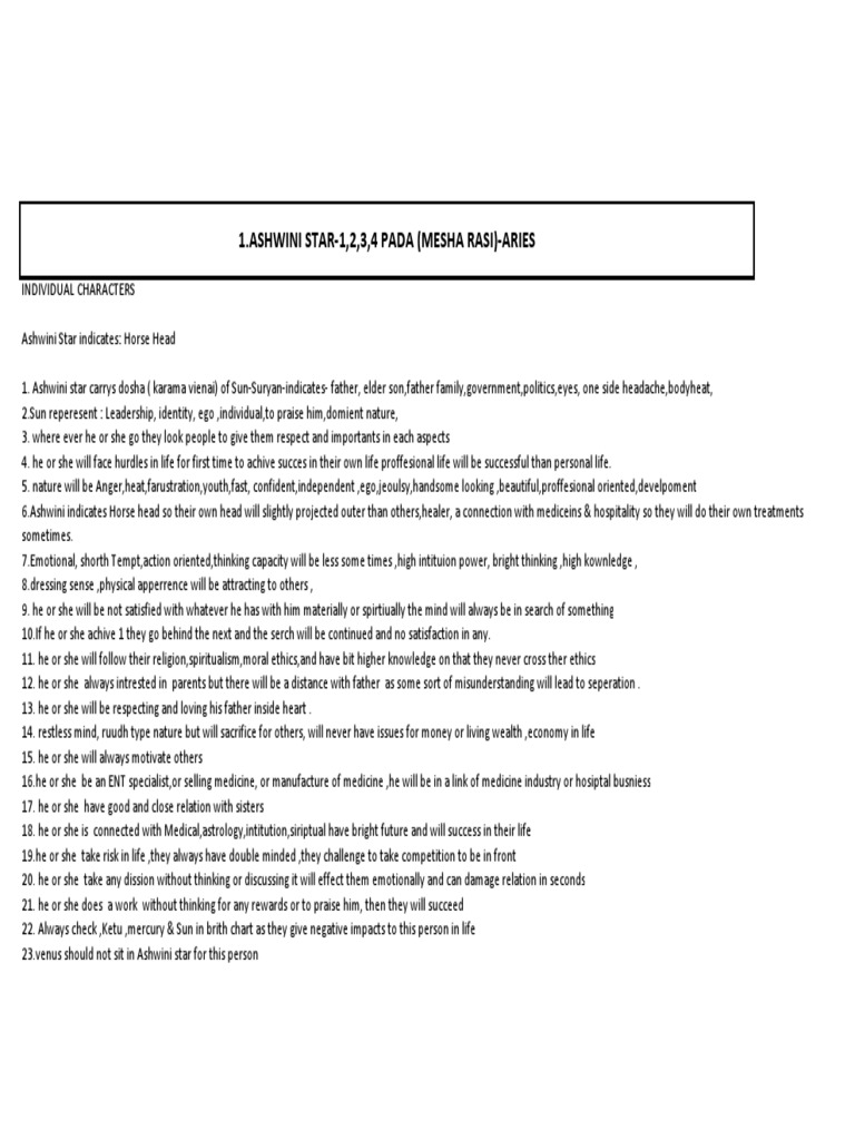 27 Stars Details | PDF | Marriage | Mind