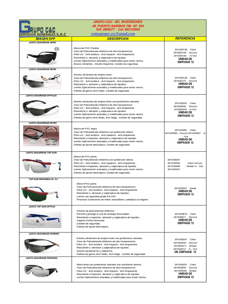 Catalogo de Epp | PDF | Materiales | Sustancias químicas