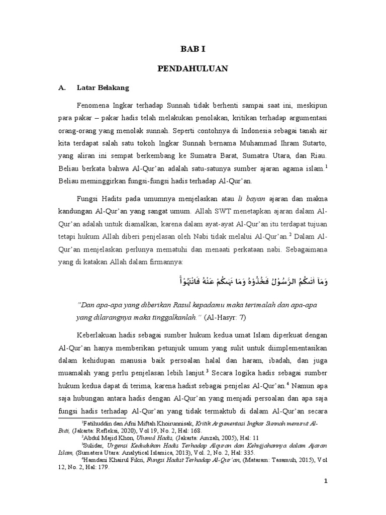 Hubungan Hadis Dengan Al-Qur'an | PDF | Filsafat | Kajian Bahasa Asing