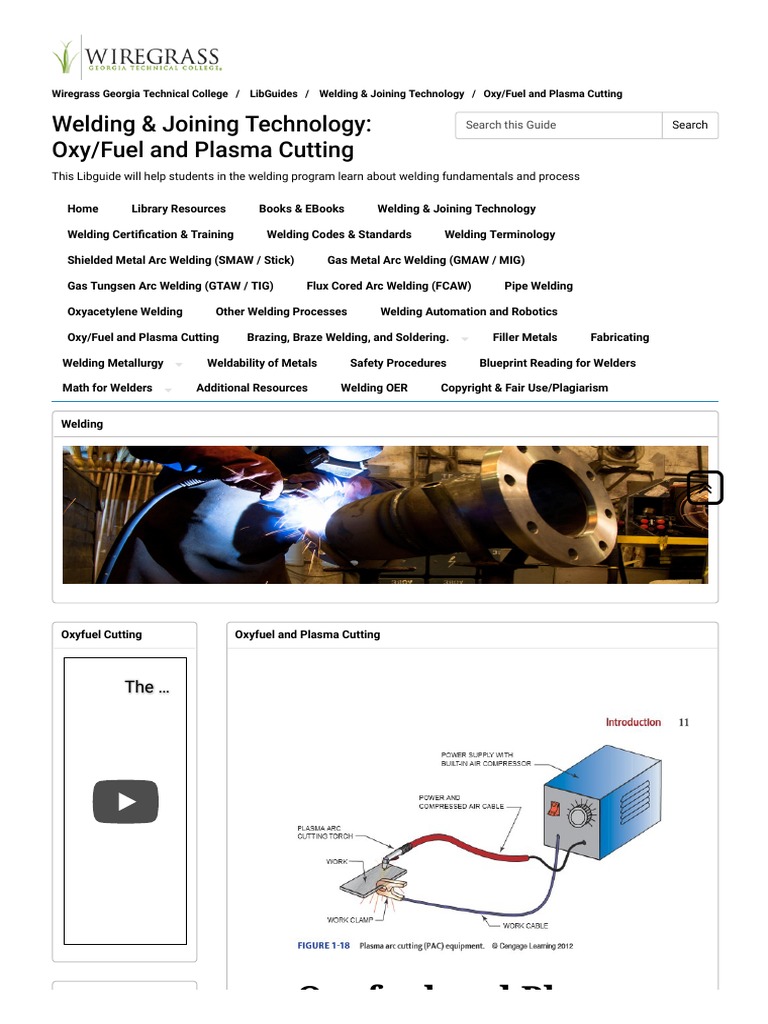 Oxy - Fuel and Plasma Cutting - Welding & Joining Technology - LibGuides at Wiregrass Georgia ...