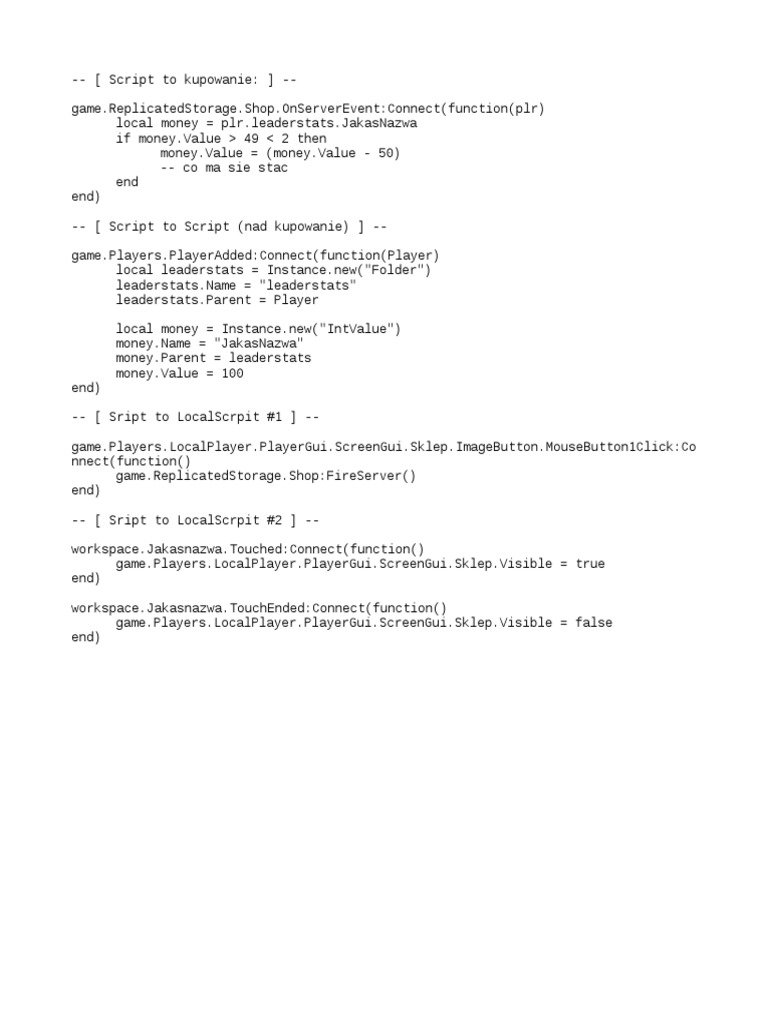 Skrypt Do Robienia W Roblox | PDF
