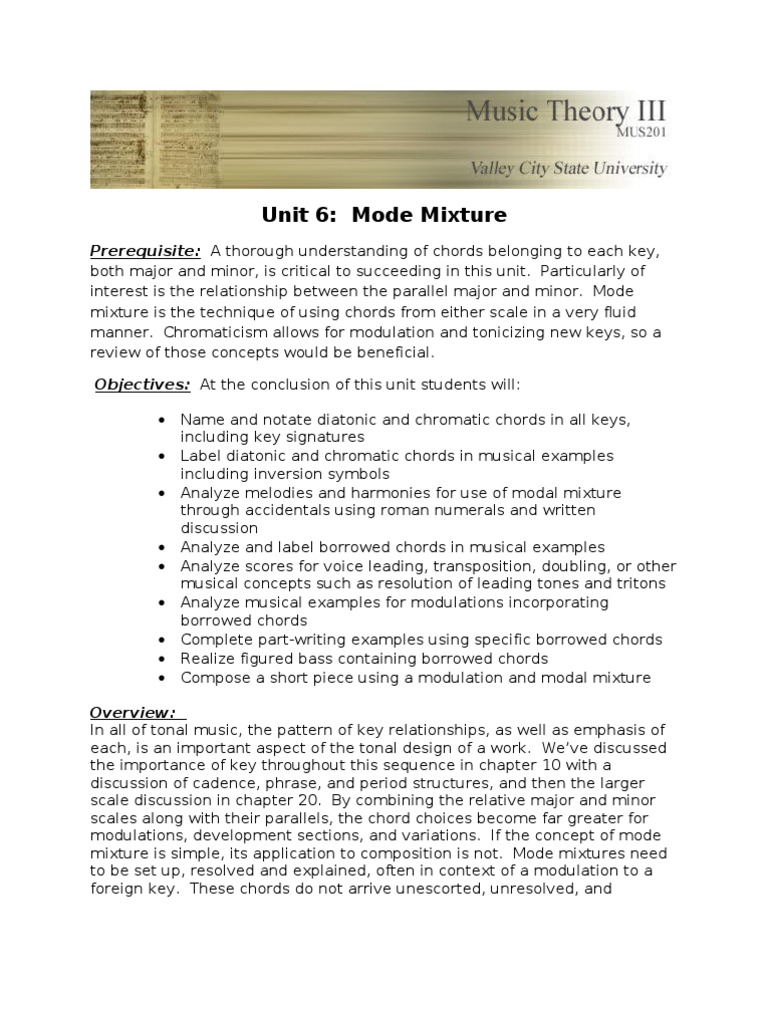 Unit 6c Mode Mixture | PDF | Chord (Music) | Mode (Music)