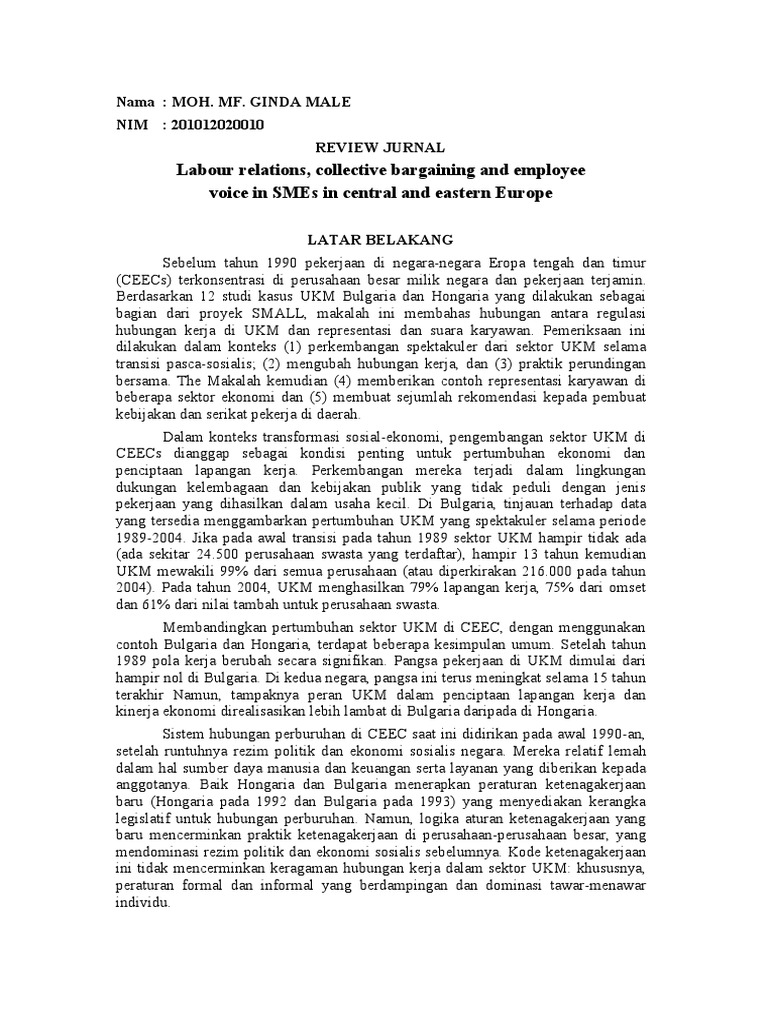 Review Jurnal Labor Relations and Collective Bargaining | PDF