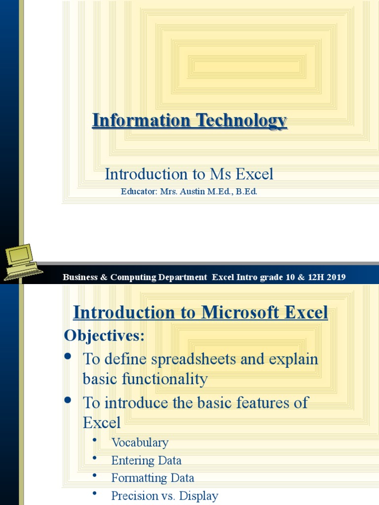 Intro To Excel 2019 | PDF | Microsoft Excel | Spreadsheet