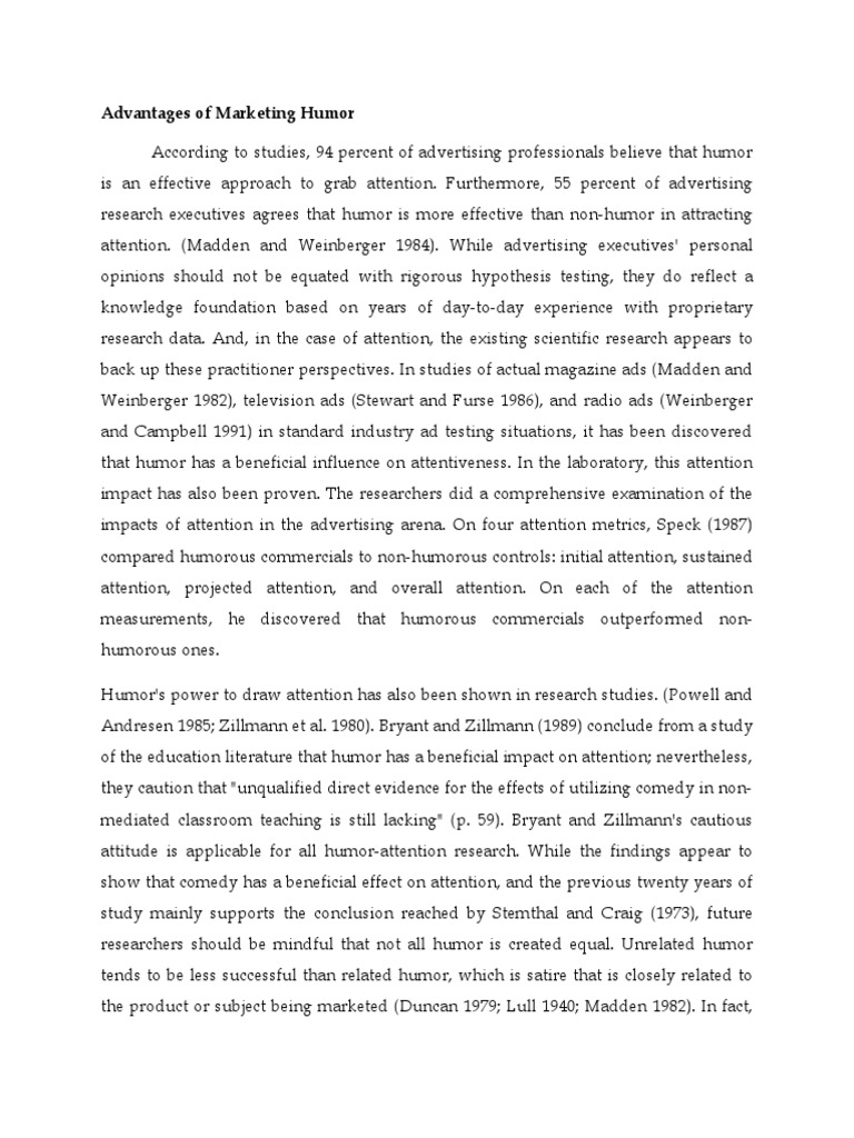 Advantages of Marketing Humor | PDF | Humour | Attention