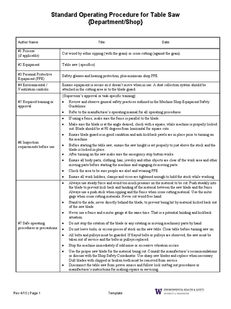 Safety Procedures for Operating a Table Saw: Ensuring Proper Training ...