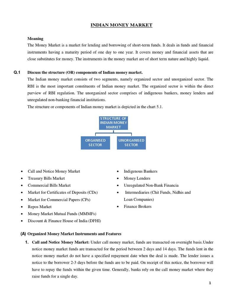 Indian Money Market | PDF | Repurchase Agreement | Money Market
