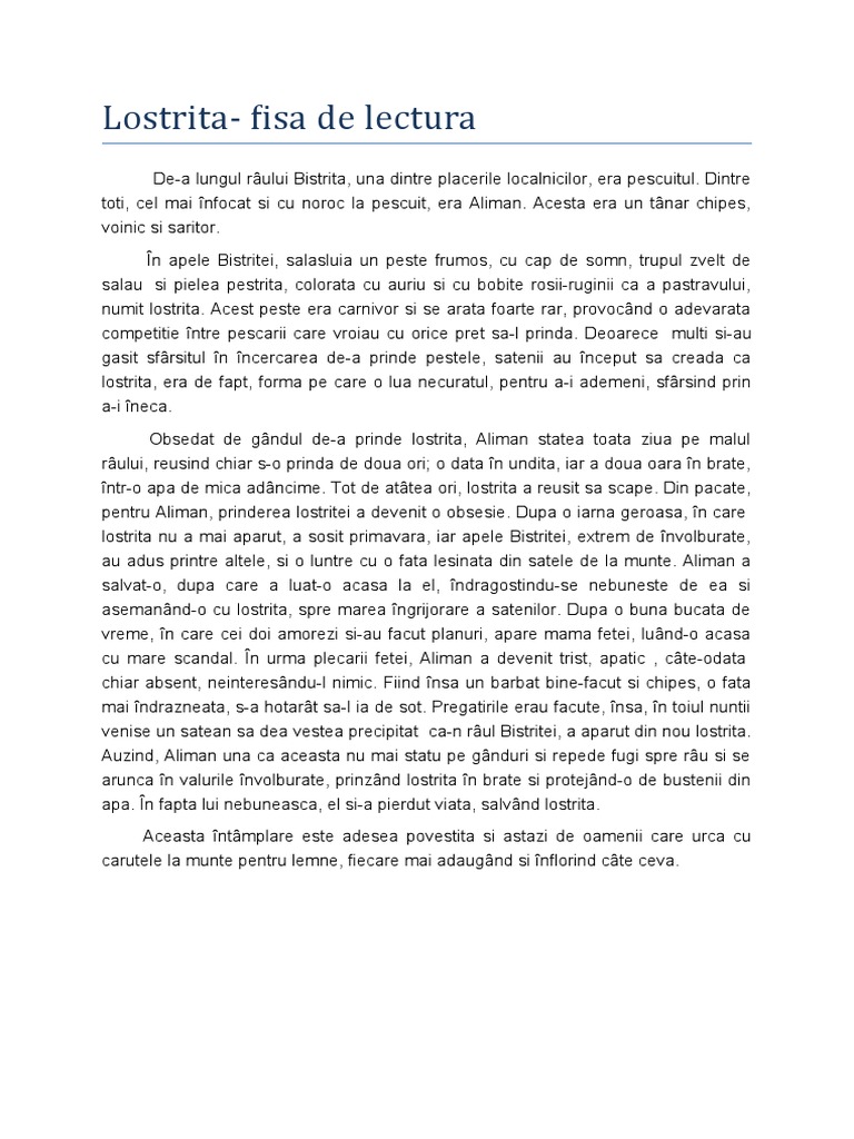 Lostrita - Fisa de Lectura | PDF