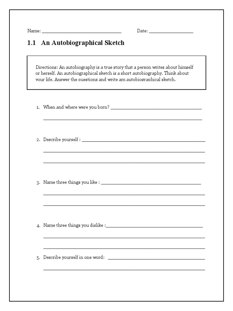 1.1 An Authobiographical Sketch | PDF