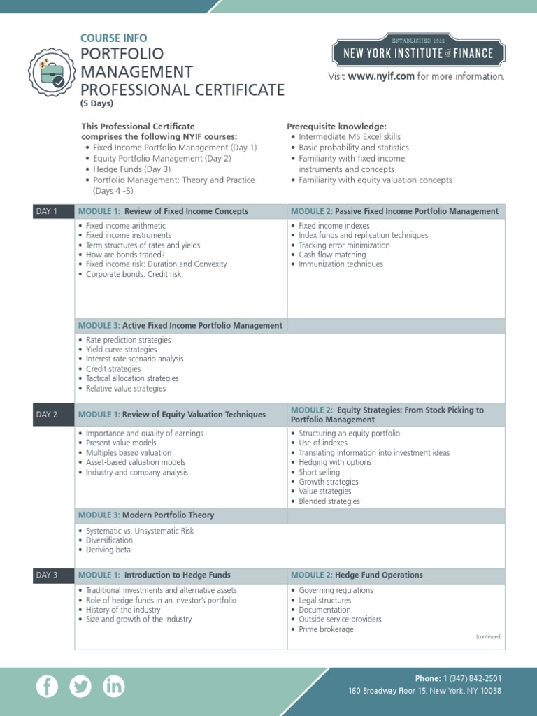 Portfolio Management Professional Certificate: Course Info | PDF ...