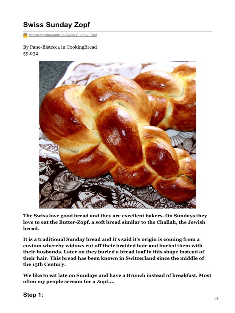 Swiss Sunday Zopf Recipe | PDF | Breads | Dough