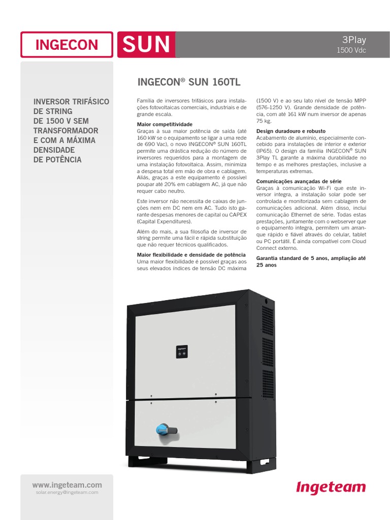 Ingecon Sun 3play 160tl PT | Download grátis PDF | Wi-Fi | Quantidade