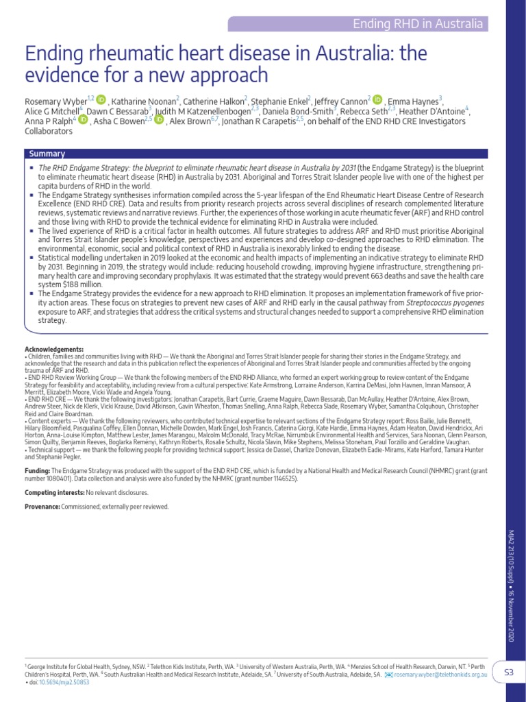 Ending Rheumatic Heart Disease in Australia: The Evidence For A New ...