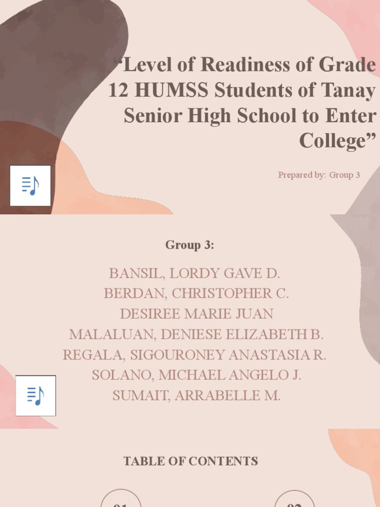 Readiness of Grade 12 HUMSS Students | PDF | Science, Technology ...