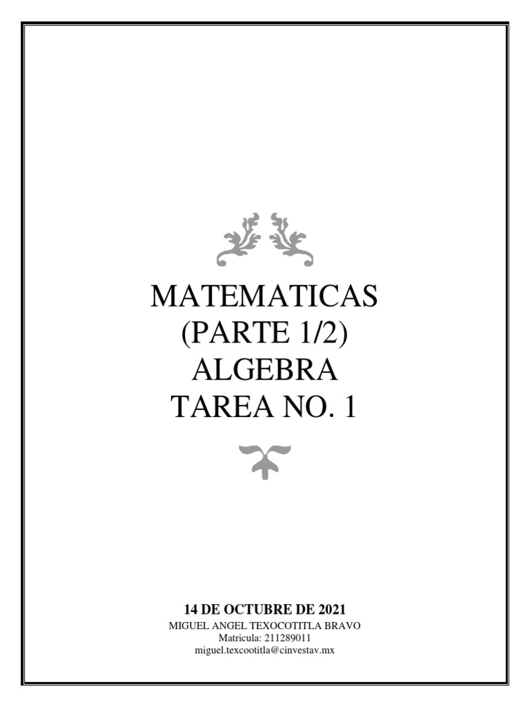 Tarea 1 Matemáticas Abstractas Cinvestav | PDF | Conjunto (Matemáticas) | Entero