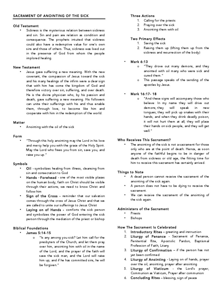 Sacrament of The Anointing of The Sick | PDF | Sacraments | Christian ...