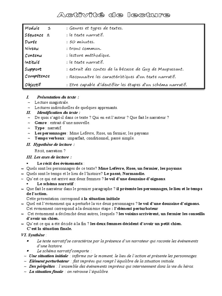 Le Texte Narratif | PDF